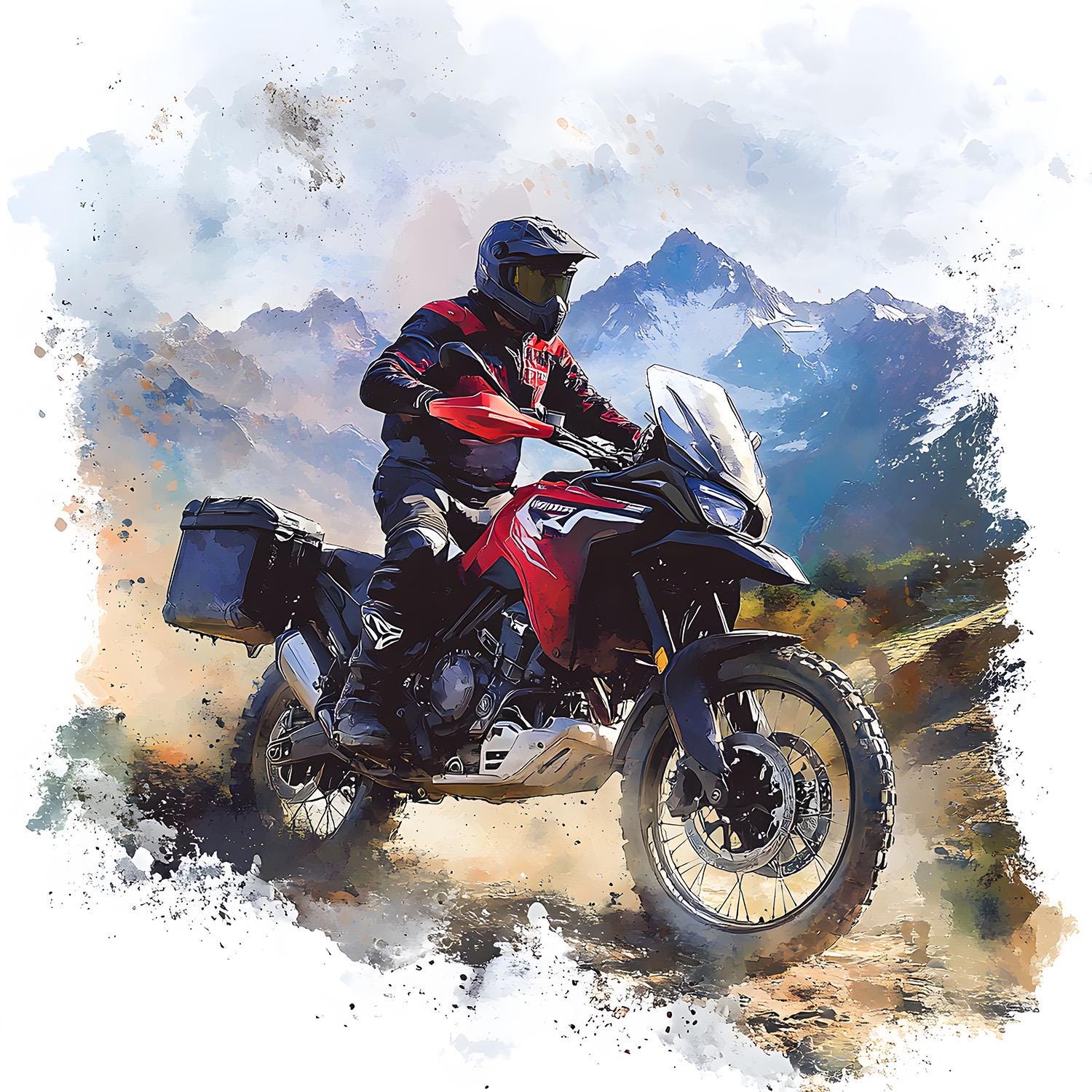 11 Moto Adventure Watercolor Clipart, Printable JPG, Biker Images ...