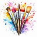 17 Paint Brushes Clipart, Watercolor Clip Art, Printable Jpgs, Instant ...
