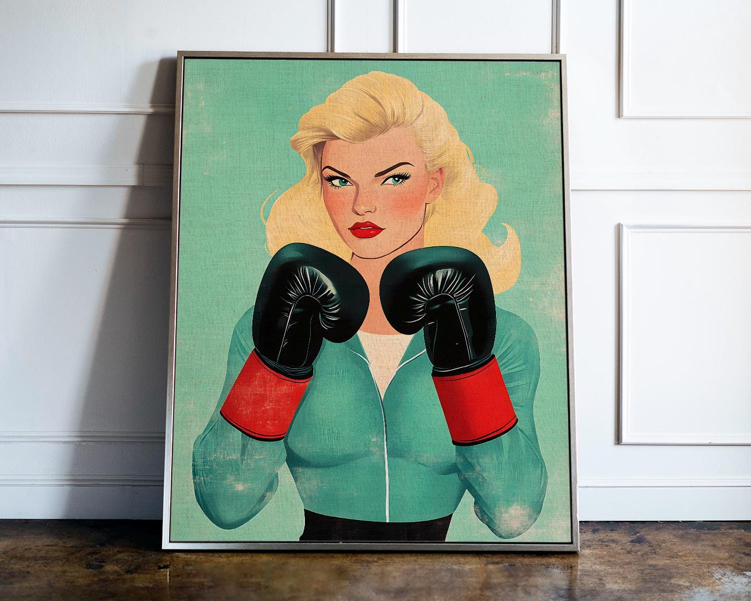 Vintage Female Boxer Digital Poster – Retro 1960s Women's Boxing Wall ...