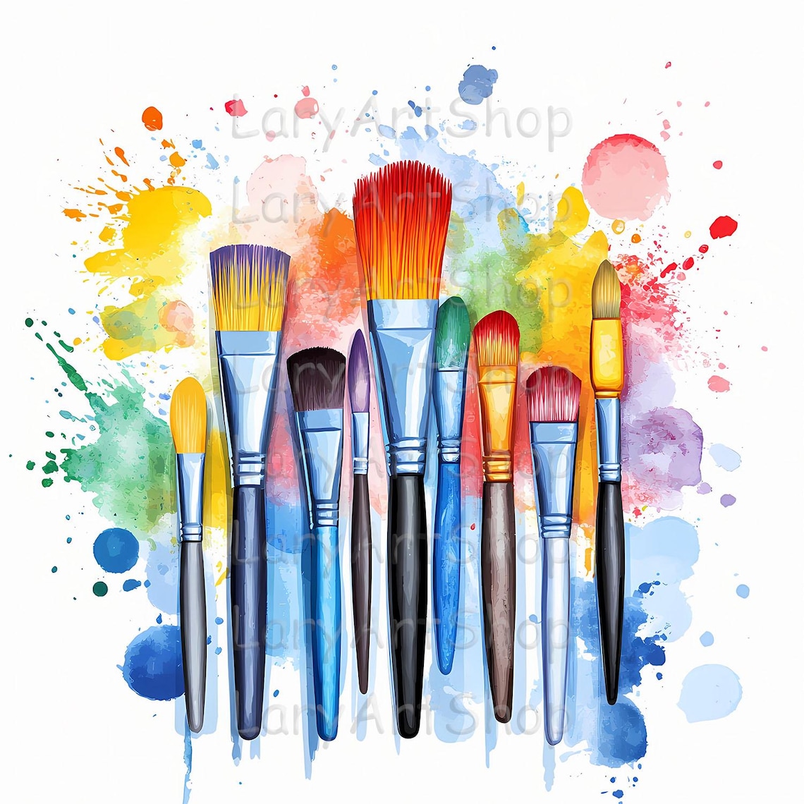 17 Paint Brushes Clipart, Watercolor Clip Art, Printable Jpgs, Instant ...