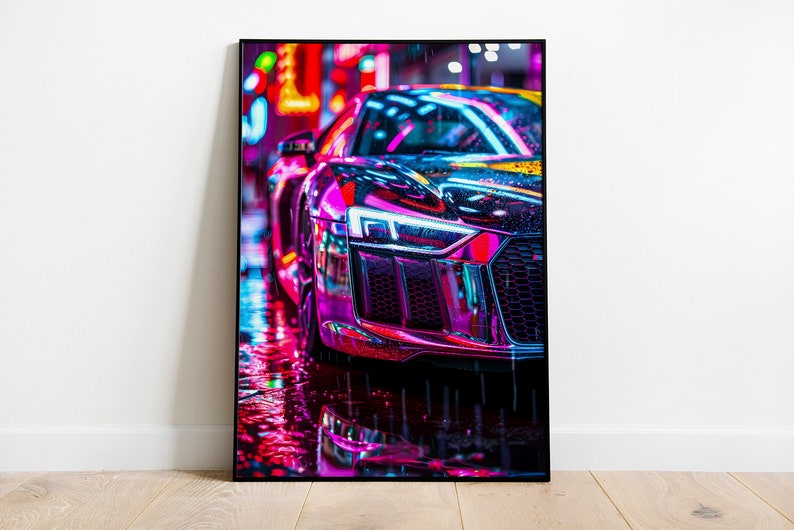 Set of 4 Premium Car Prints, Poster, Digital Illustration,high Quality ...