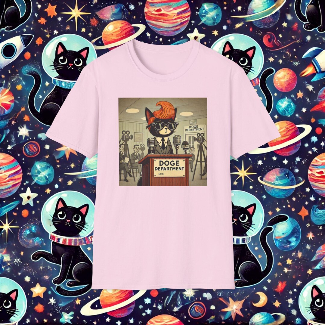 Retro Cat Press Conference T-shirt - Funny Doge Department Design ...