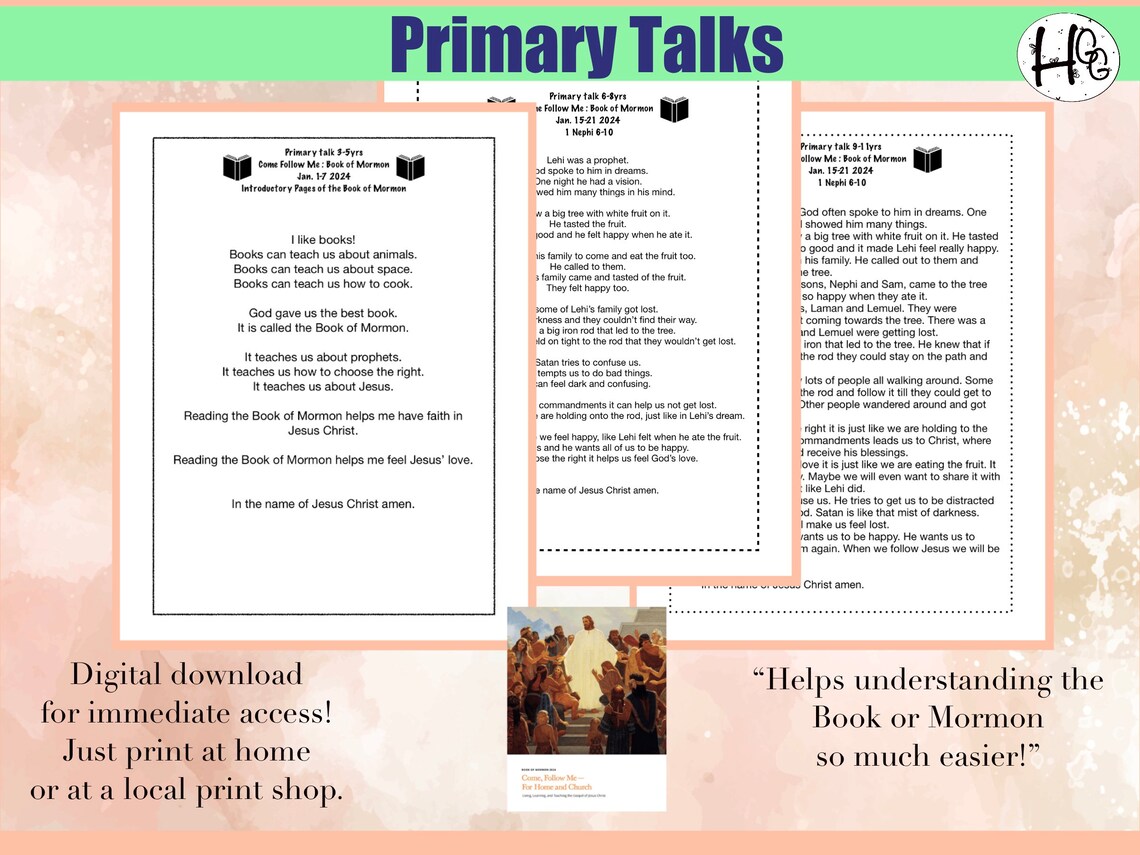 Primary Talk Following Come Follow Me for 2024 - Etsy