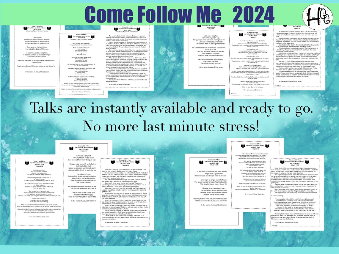 Primary Talk Following the Come Follow Me Manual for 2024 - Etsy