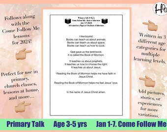 Primary Talk Following Come Follow Me for 2024 - Etsy