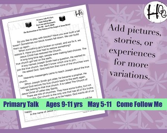 Primary Talk Following the Come Follow Me Manual for 2025 - Etsy