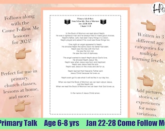 Primary Talk Following Come Follow Me for 2024 - Etsy