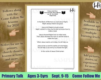 Primary Talk Following the Come Follow Me Manual for 2024 - Etsy