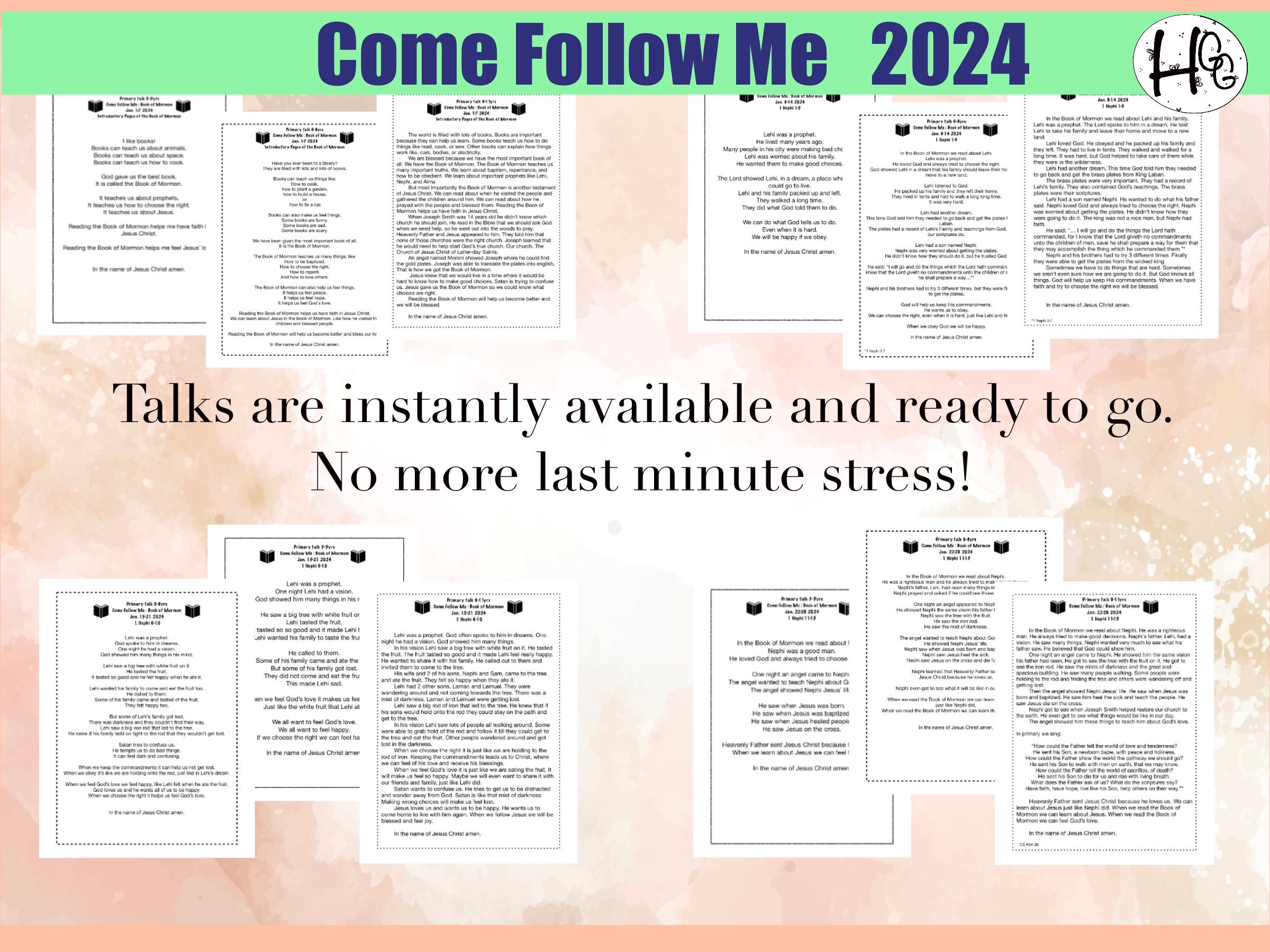 Primary Talk Following Come Follow Me for 2024 - Etsy