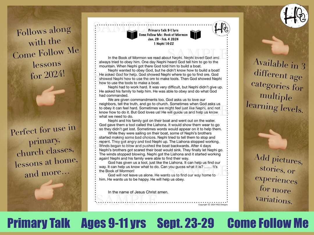 Primary Talk Following the Come Follow Me Manual for 2024 - Etsy