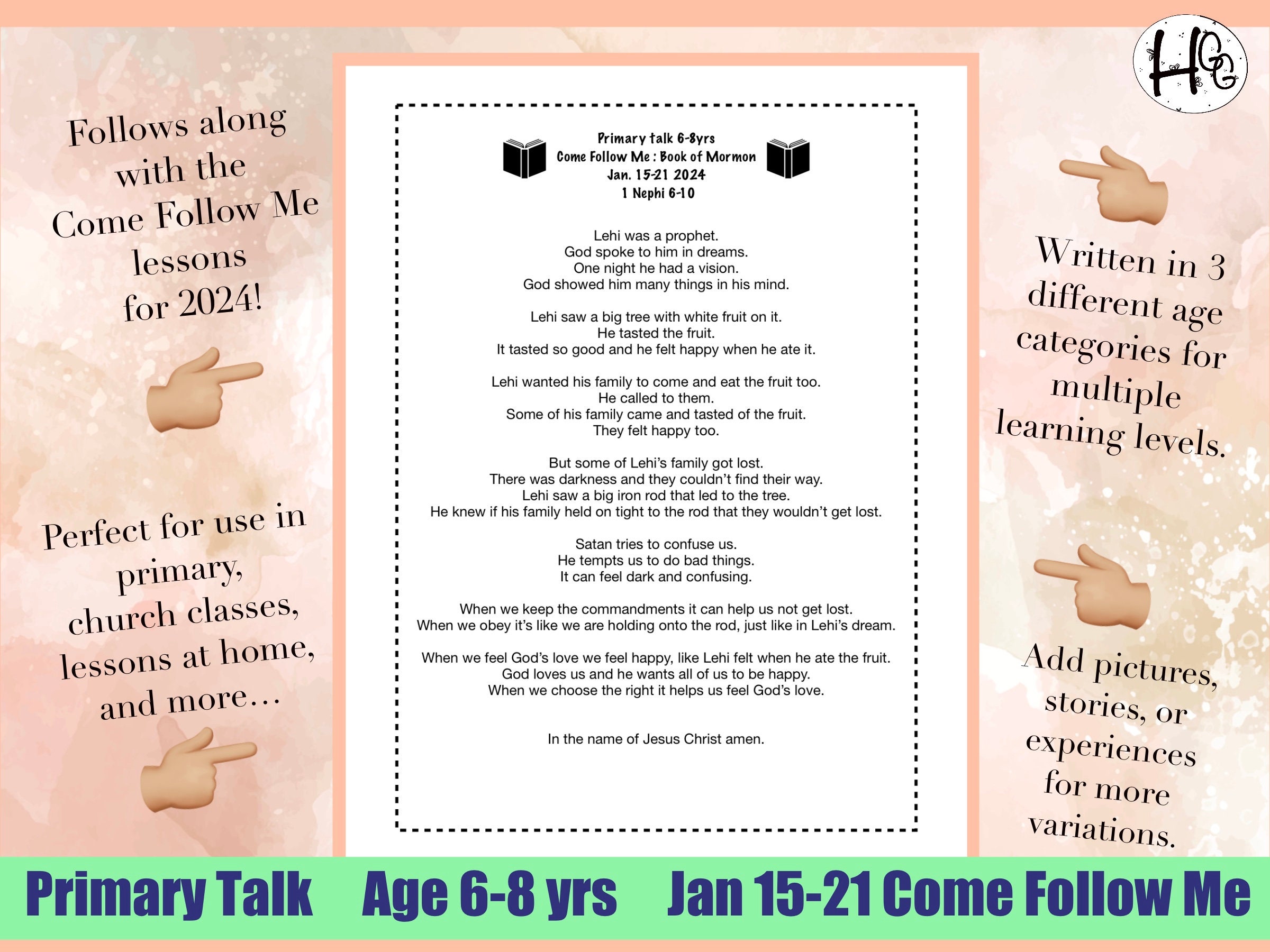 Primary Talk Following Come Follow Me for 2024 - Etsy