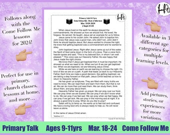 Primary Talk Following the Come Follow Me Manual for 2024 - Etsy