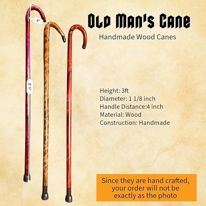 Artisanal Wooden Handmade Walking Canes 3 Ft X 1 1/8in - Etsy