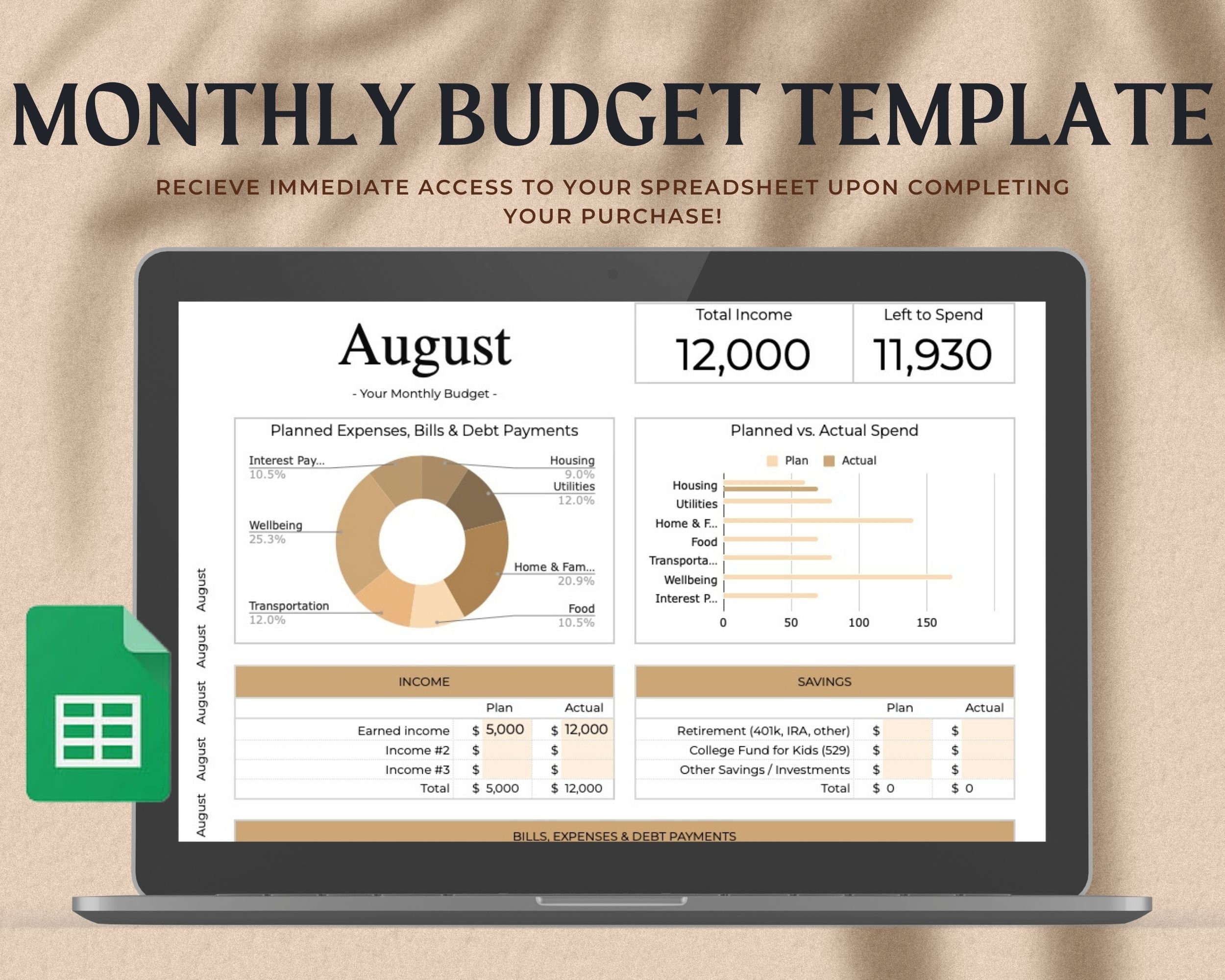 Monthly Budget Template: Simplify Tracking, Achieve Goals, and Manage ...