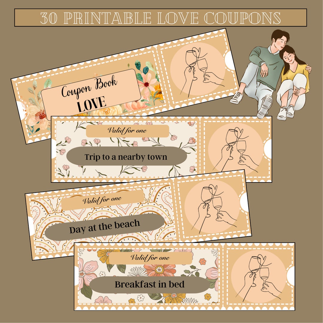 30 Printable Love Coupons Book - Valentine's Day Gift - Last Minute ...