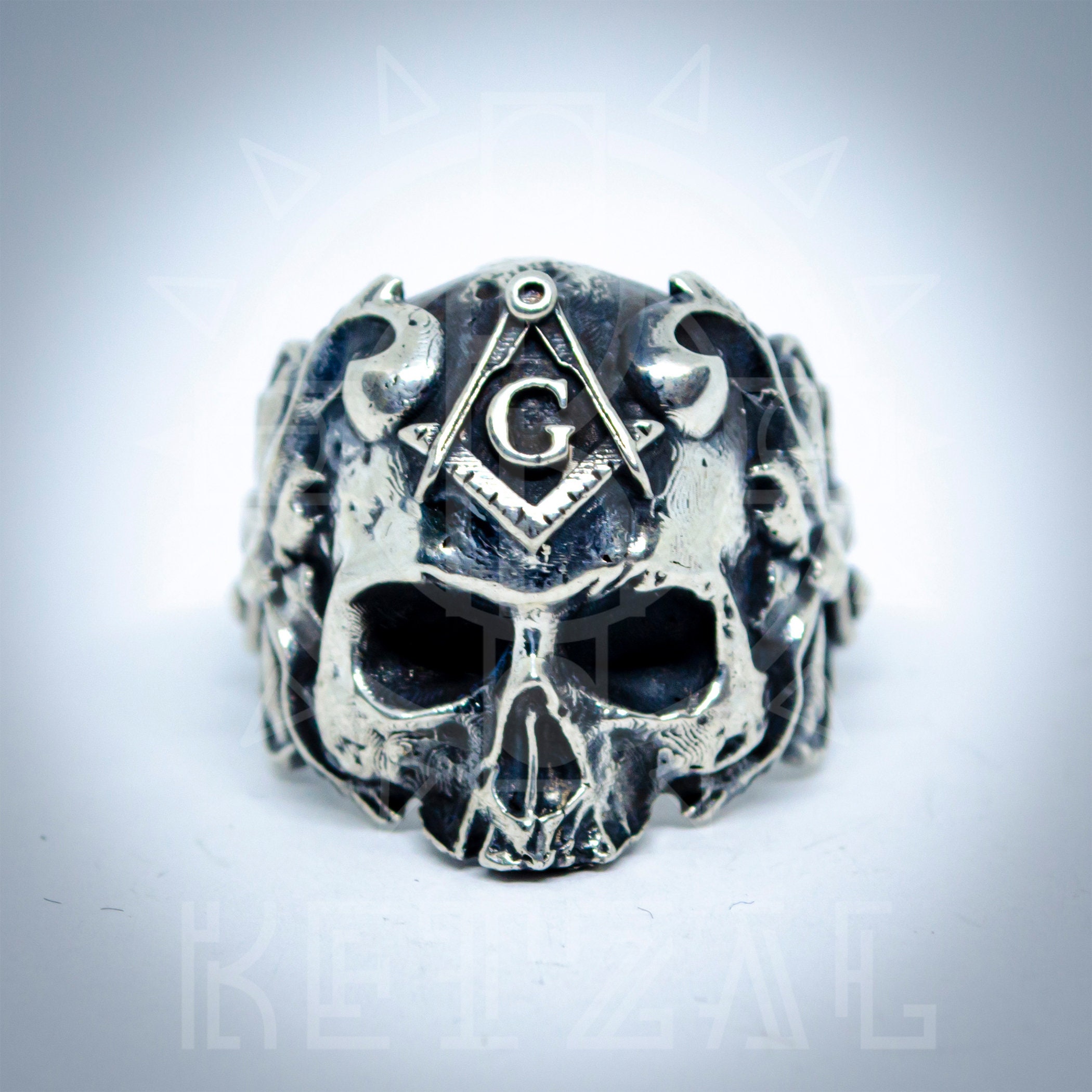 Masonic Dead Ring, Catrina Ring, Death Skull Ring, Masonic Silver Ring ...