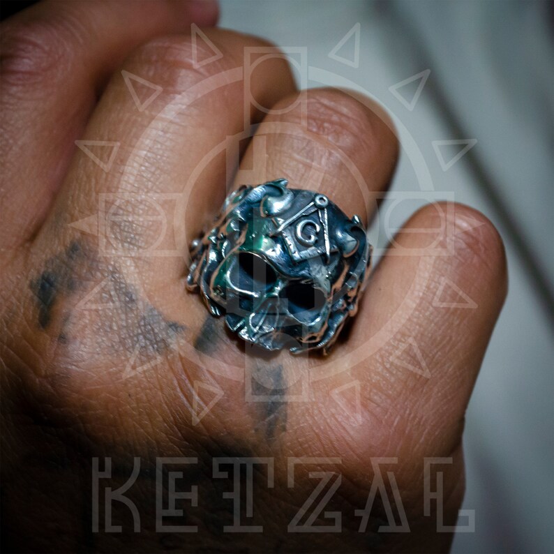Masonic Dead Ring, Catrina Ring, Death Skull Ring, Masonic Silver Ring ...