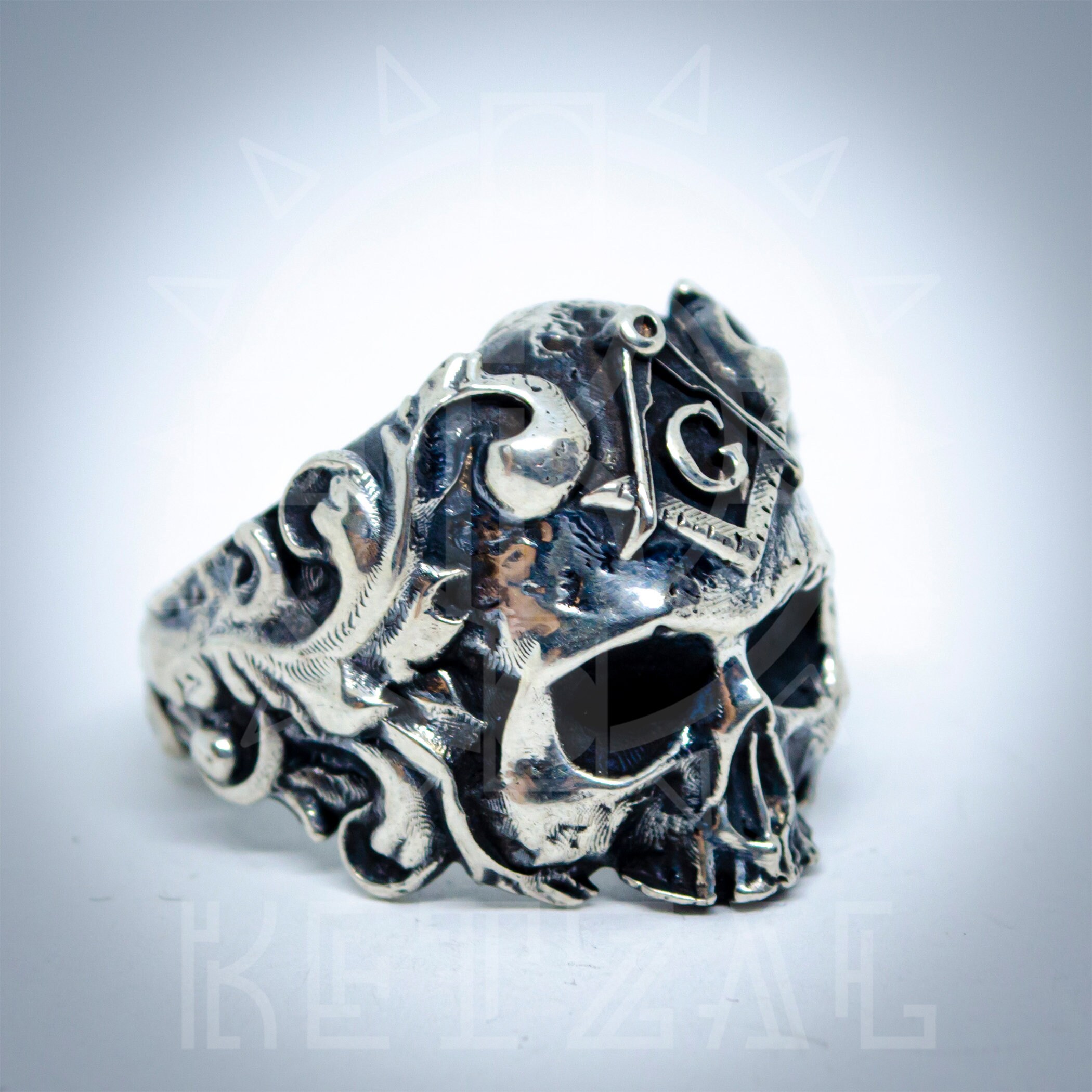 Masonic Dead Ring, Catrina Ring, Death Skull Ring, Masonic Silver Ring ...