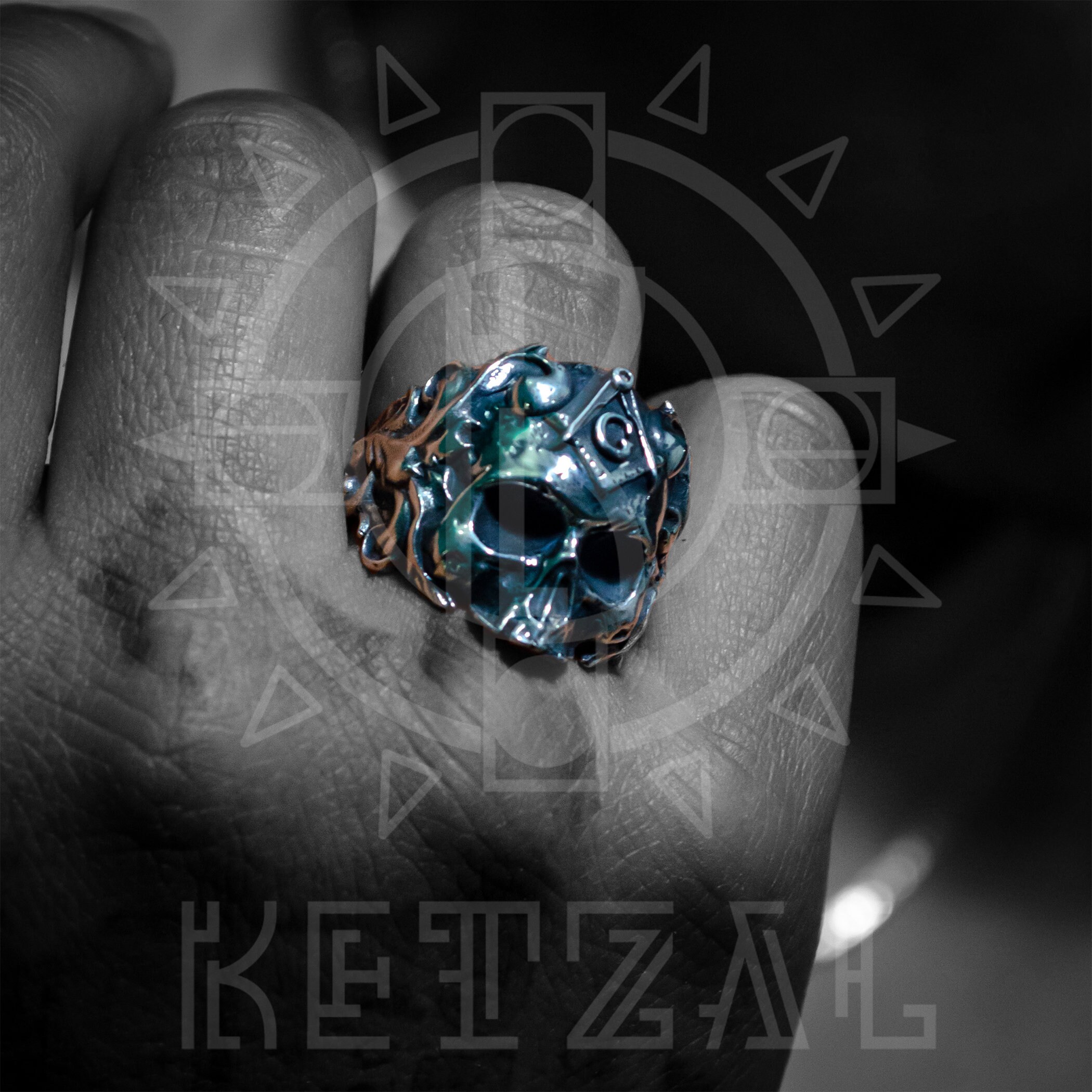 Masonic Dead Ring, Catrina Ring, Death Skull Ring, Masonic Silver Ring ...