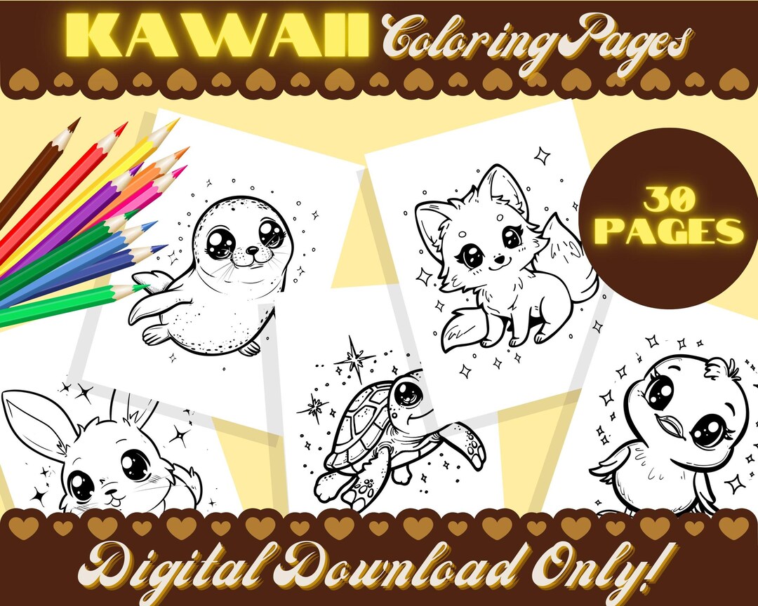 30 Kawaii Animals Coloring Pages, Printables, Animals, Coloring Page ...