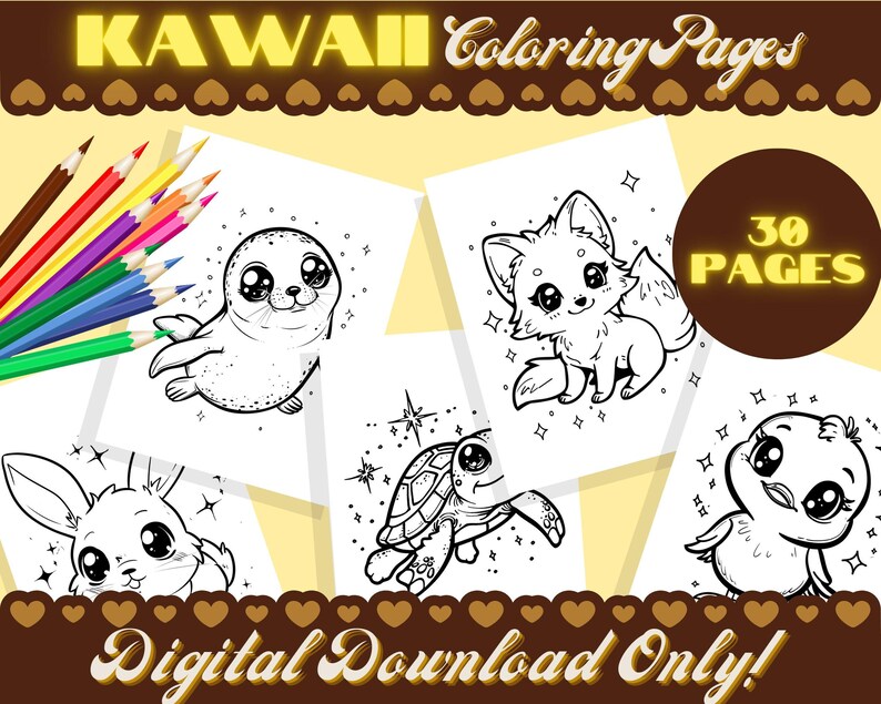 30 Kawaii Animals Coloring Pages, Printables, Animals, Coloring Page ...