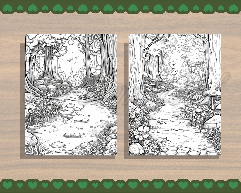 25 Woodland Path Coloring Pages, Stress Relief, Theraputic, Relaxing ...