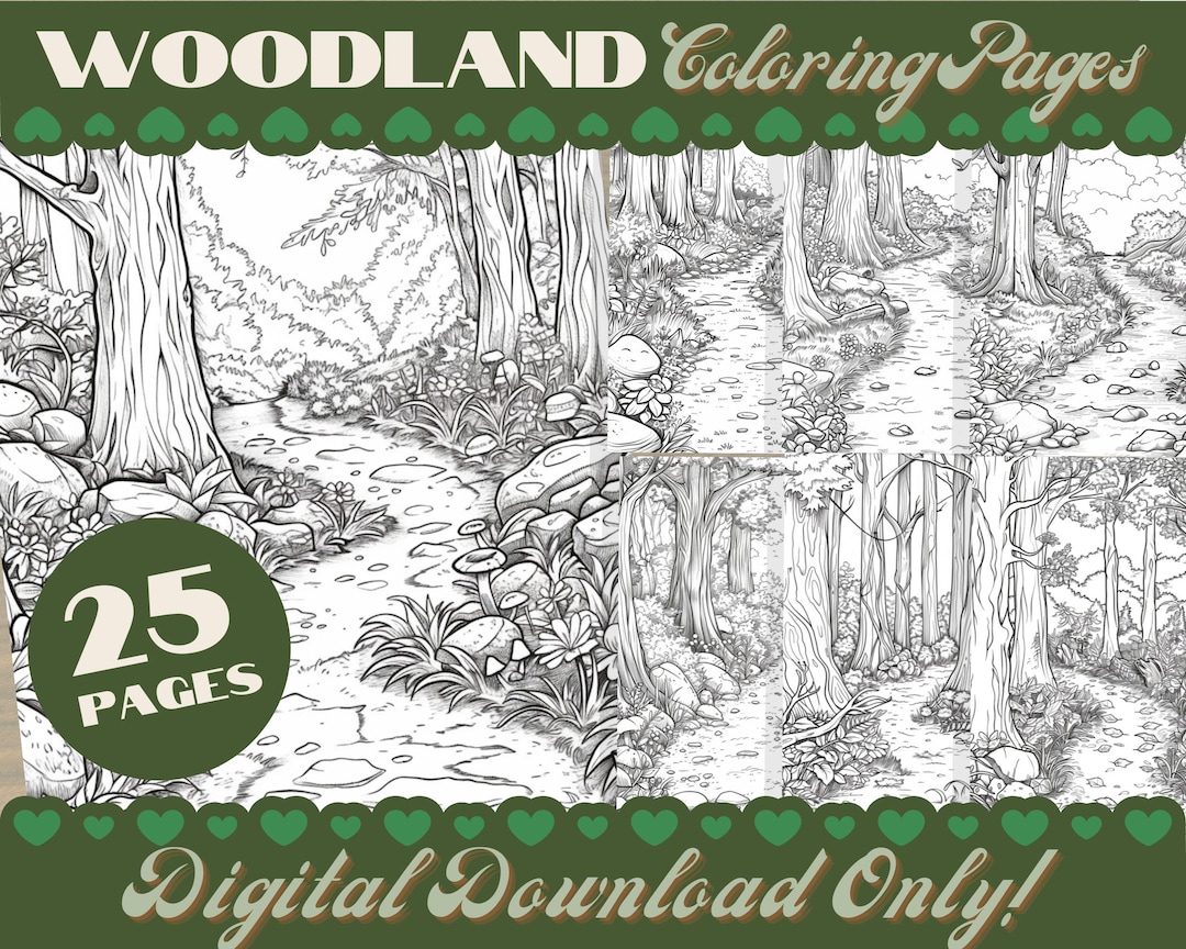 25 Woodland Path Coloring Pages, Stress Relief, Theraputic, Relaxing ...