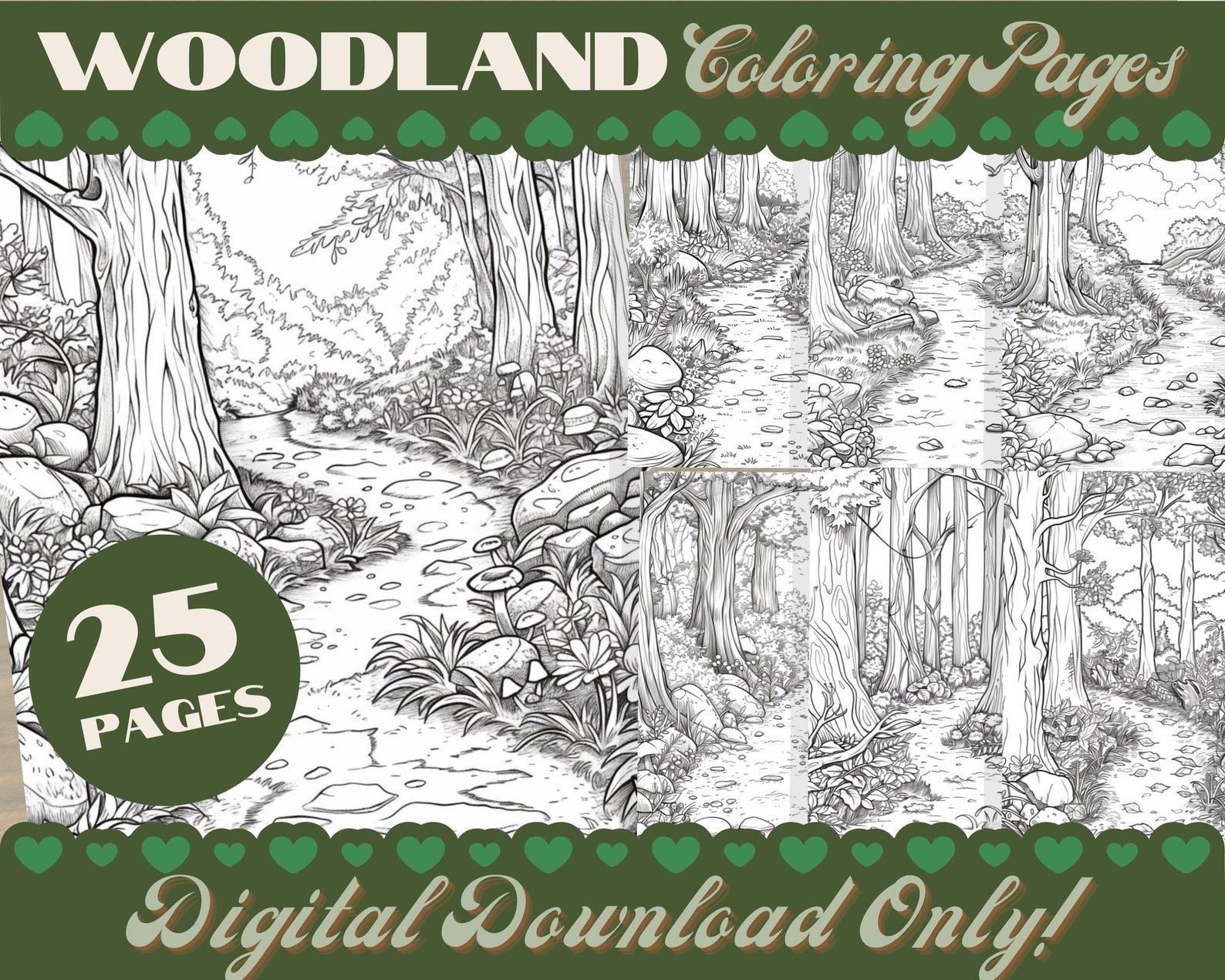 25 Woodland Path Coloring Pages, Stress Relief, Theraputic, Relaxing ...