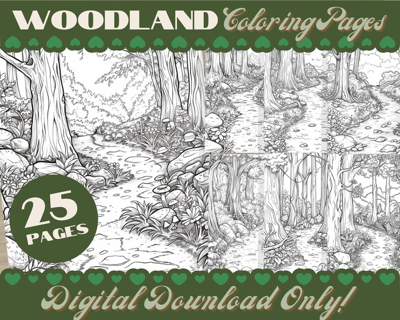 25 Woodland Path Coloring Pages, Stress Relief, Theraputic, Relaxing ...