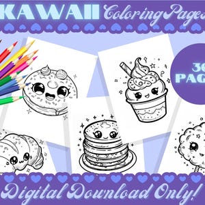 30 Sweets & Desserts Coloring Pages Volume 1, Kawaii Color PDF, Cute ...