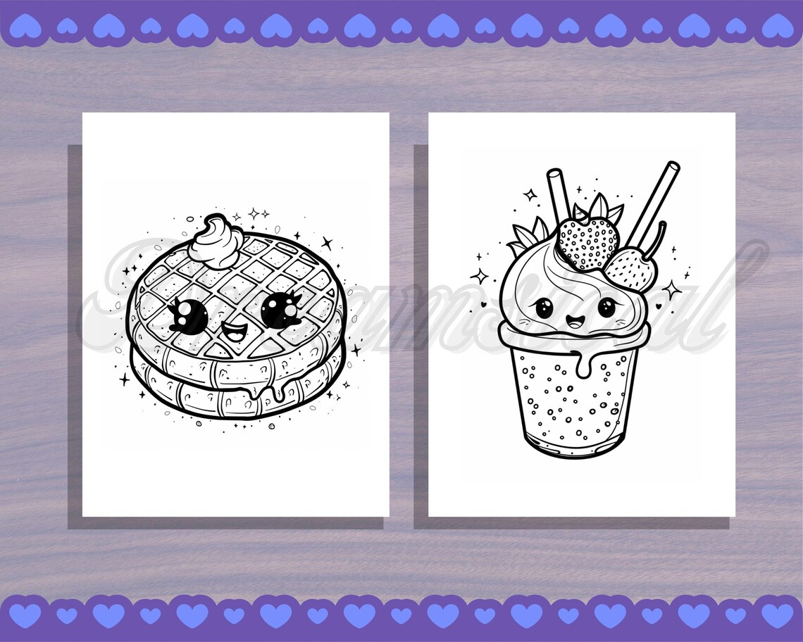 30 Sweets & Desserts Coloring Pages Volume 1, Kawaii Color PDF, Cute ...