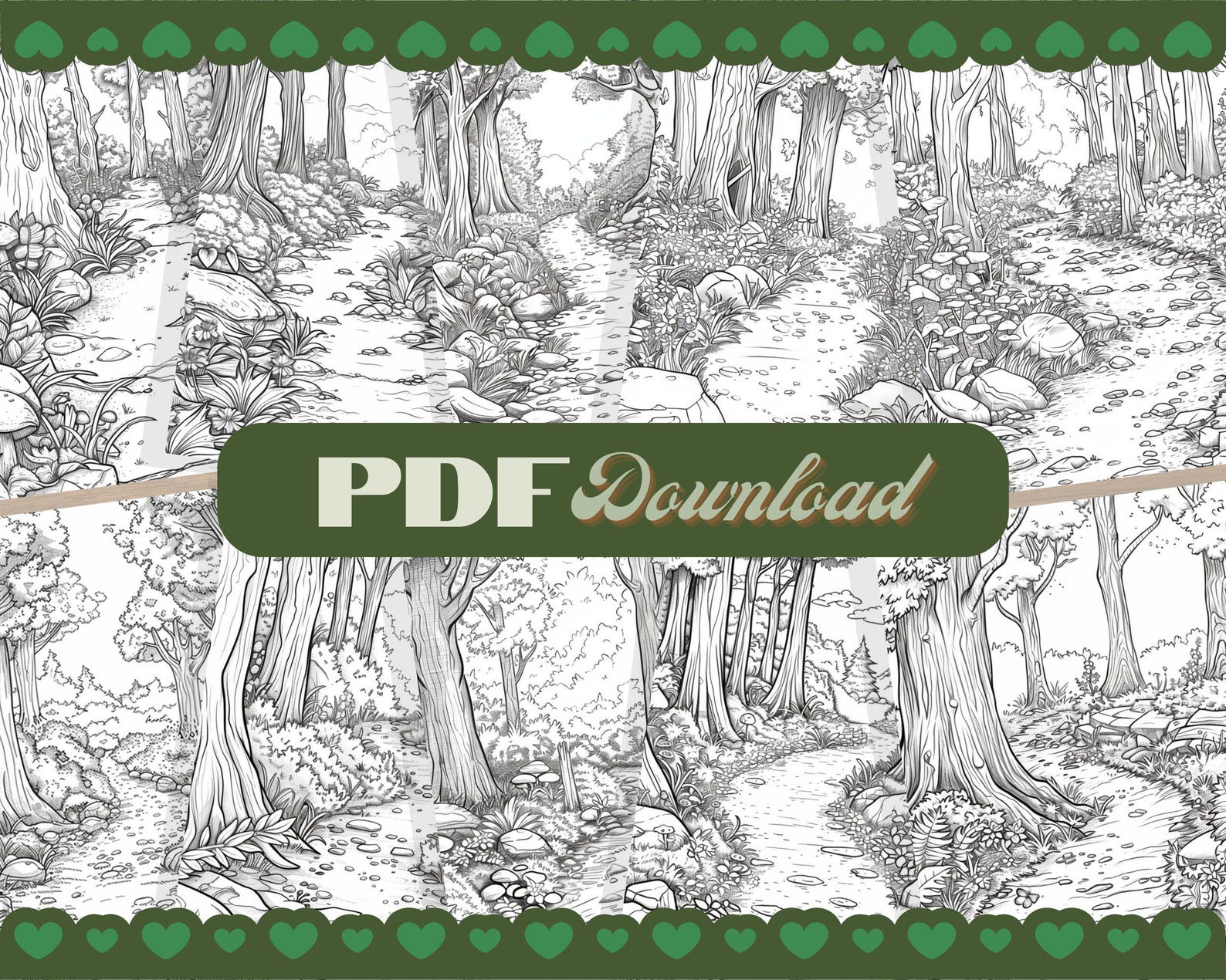 25 Woodland Path Coloring Pages, Stress Relief, Theraputic, Relaxing ...