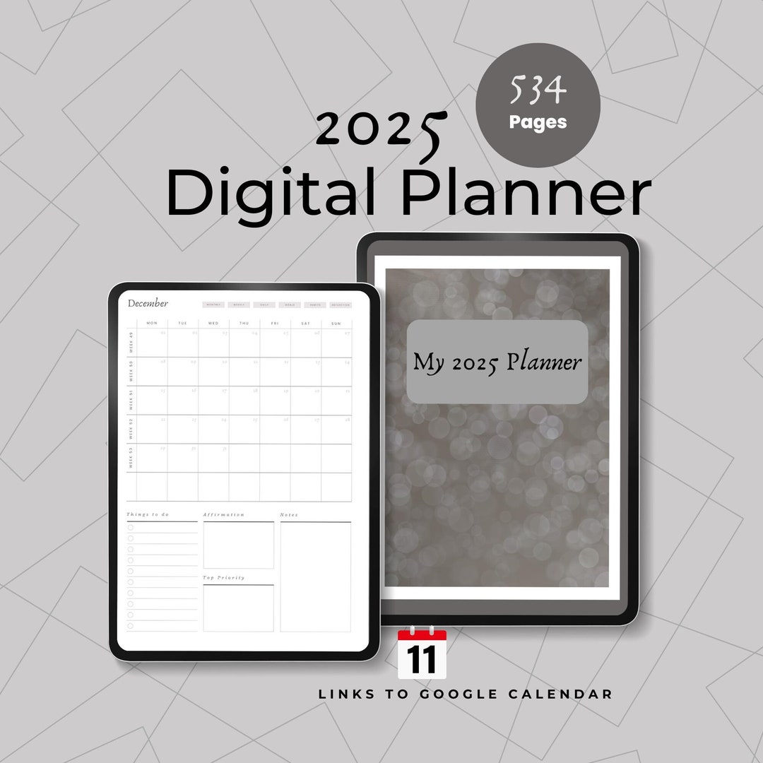 2025 Digital Planner Portrait Minimalist Digital Planner 2025 Dated Planner/hyperlinks/google ...