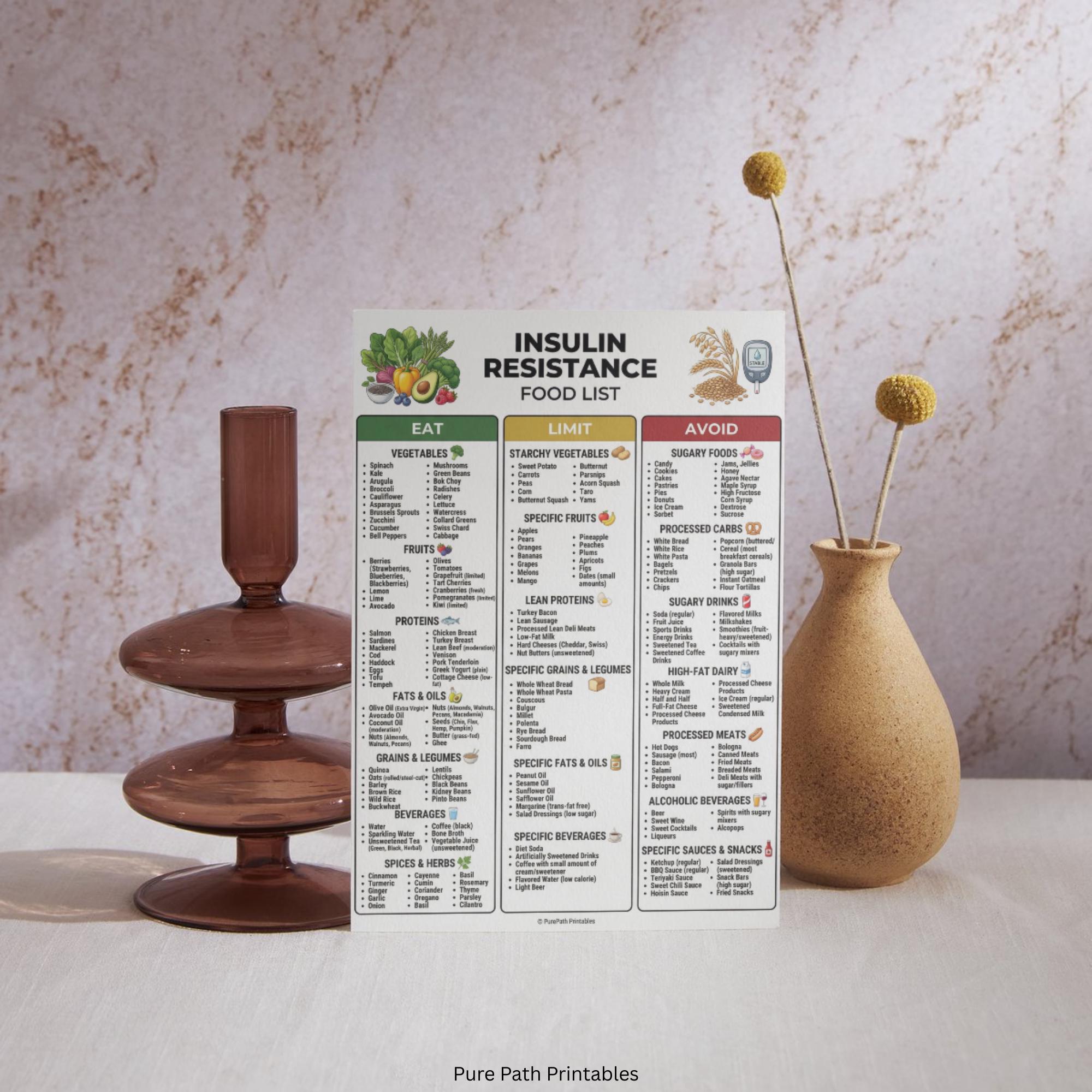 Insulin Resistance Food List: Printable PDF | Blood Sugar Diet Grocery ...