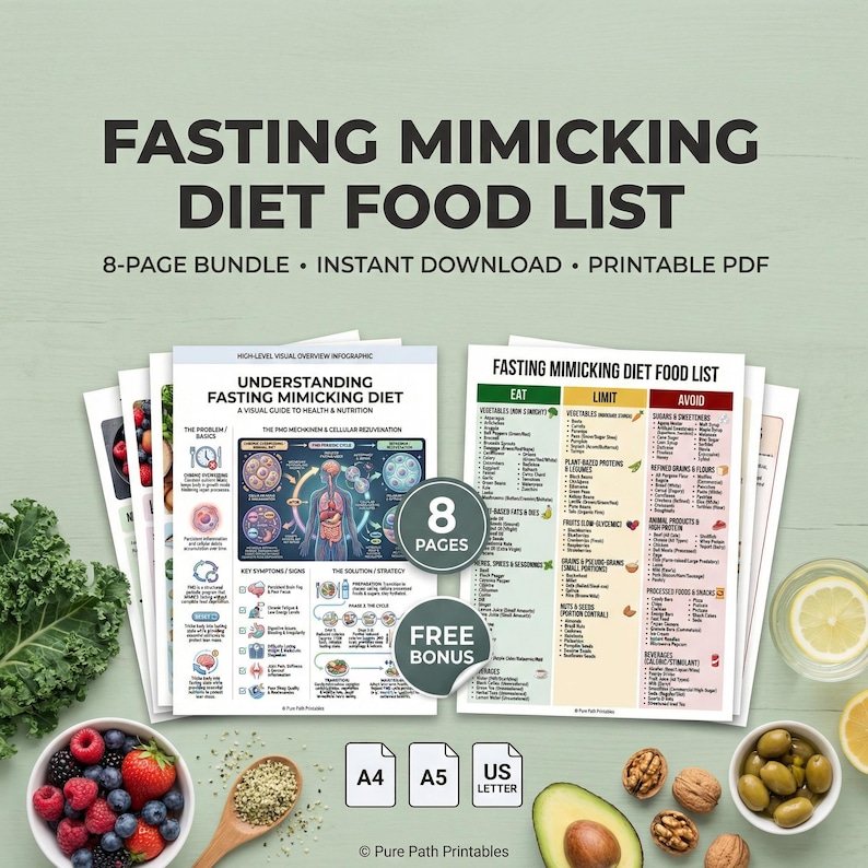 Fasting Mimicking Diet Food List PDF, FMD Guide, Longevity Chart ...