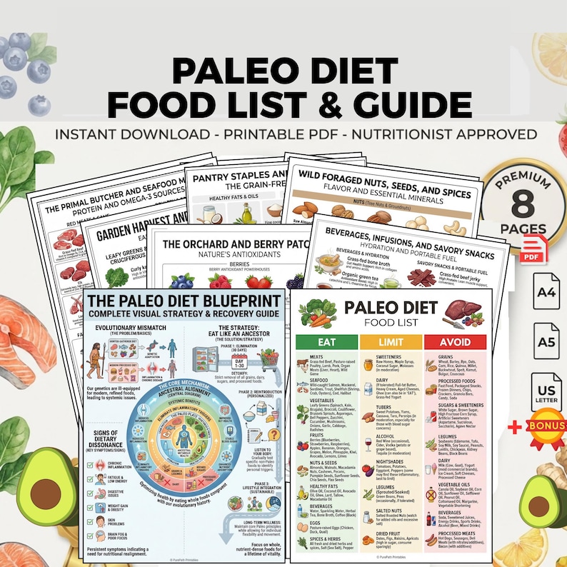 Paleo Diet Food List Printable PDF: Grocery Guide | Eat Limit Avoid ...
