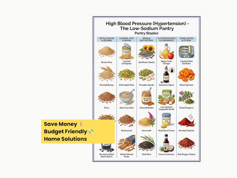 High Blood Pressure Food List Chart, Hypertension Diet Visual Guide ...