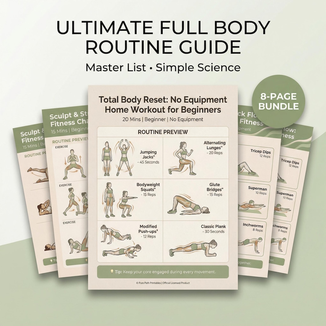 7-day Home Workout Plan | No Equipment Full Body Fitness (printable PDF ...