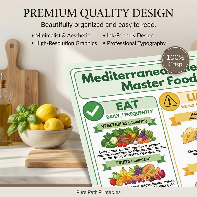 Mediterranean Diet Food List PDF | Printable Grocery Shopping Guide ...