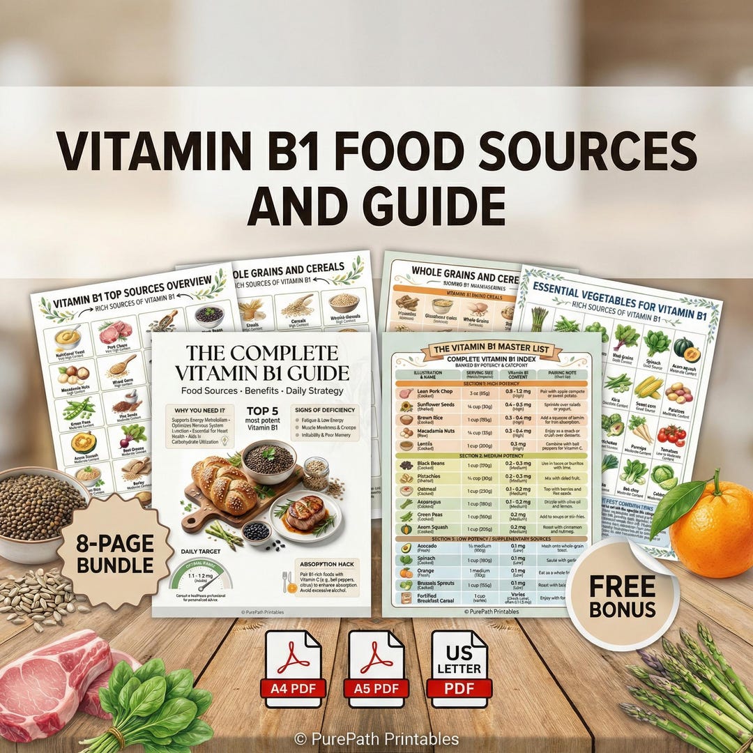 Vitamin B1 Food Sources | Thiamine Guide | Nutrition Chart PDF ...