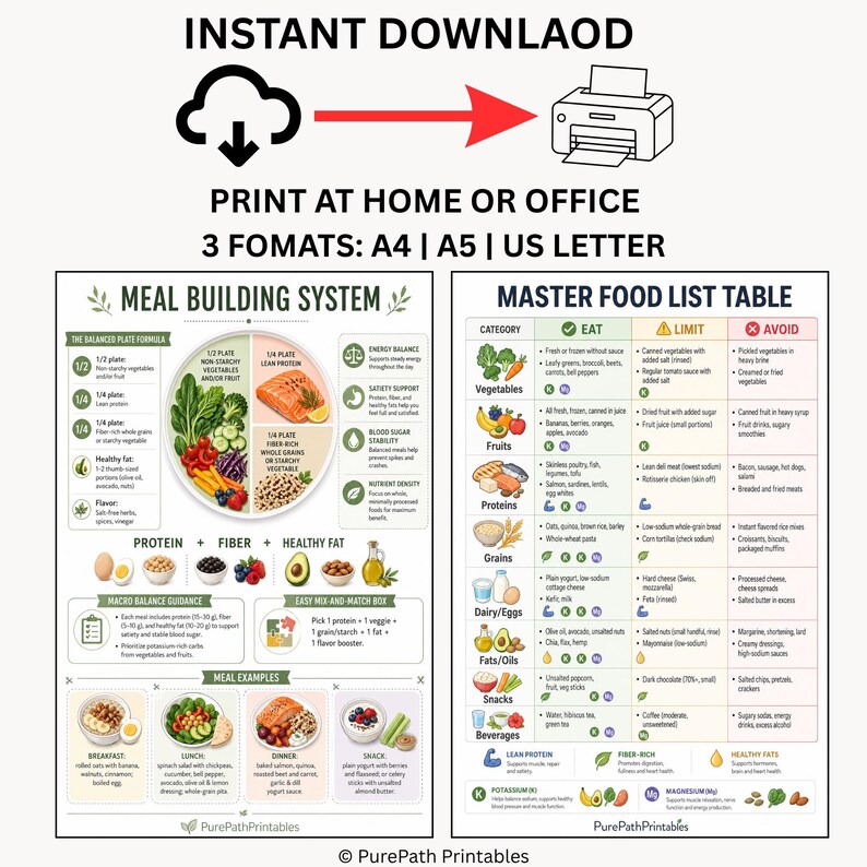 High Blood Pressure Food List Printable Guide: Heart Healthy Low Sodium ...