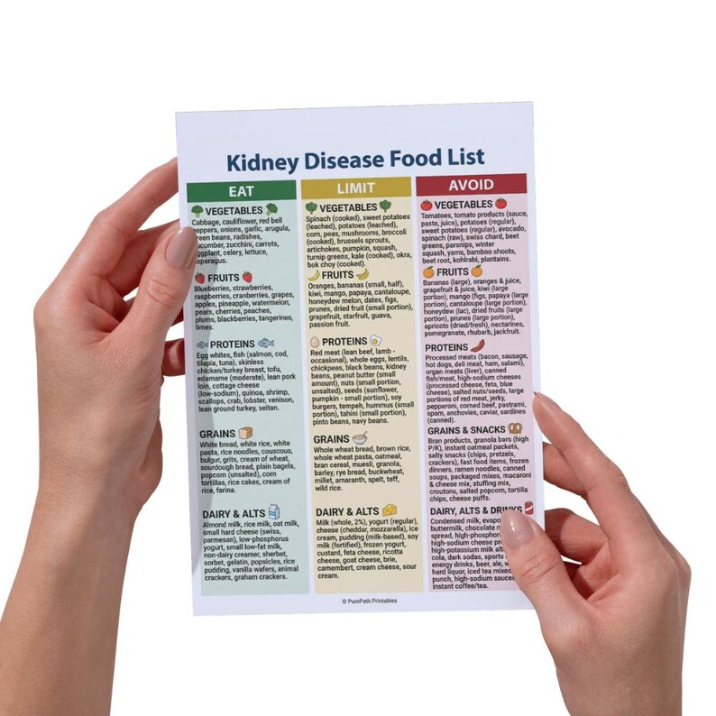 Kidney Disease Food List Printable, Renal Diet Chart PDF, CKD Grocery ...