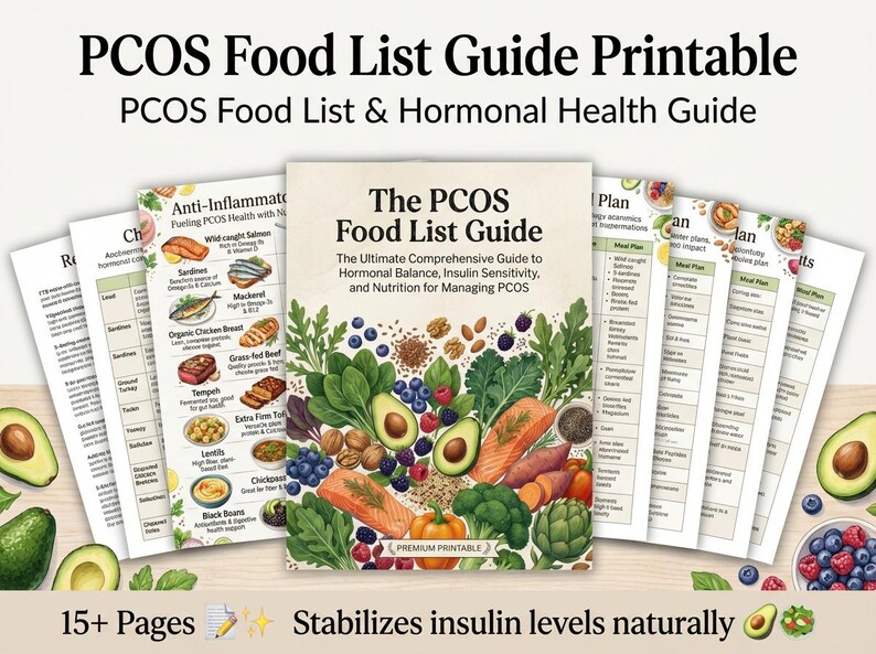 PCOS Food List Guide, Hormonal Balance, Insulin Resistance (printable ...