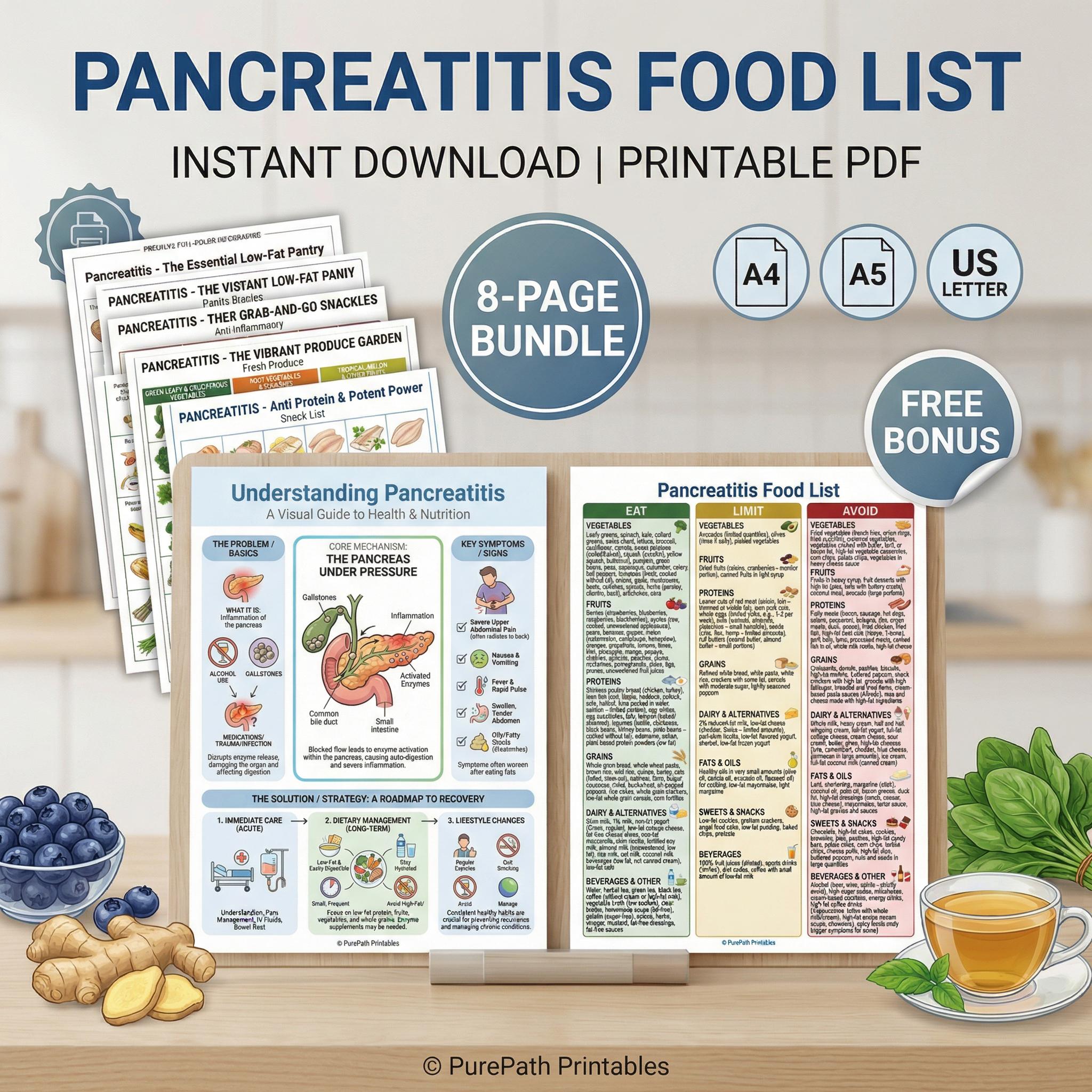 Pancreatitis Diet Food List PDF | Low Fat Meal Plan Guide | Chronic ...