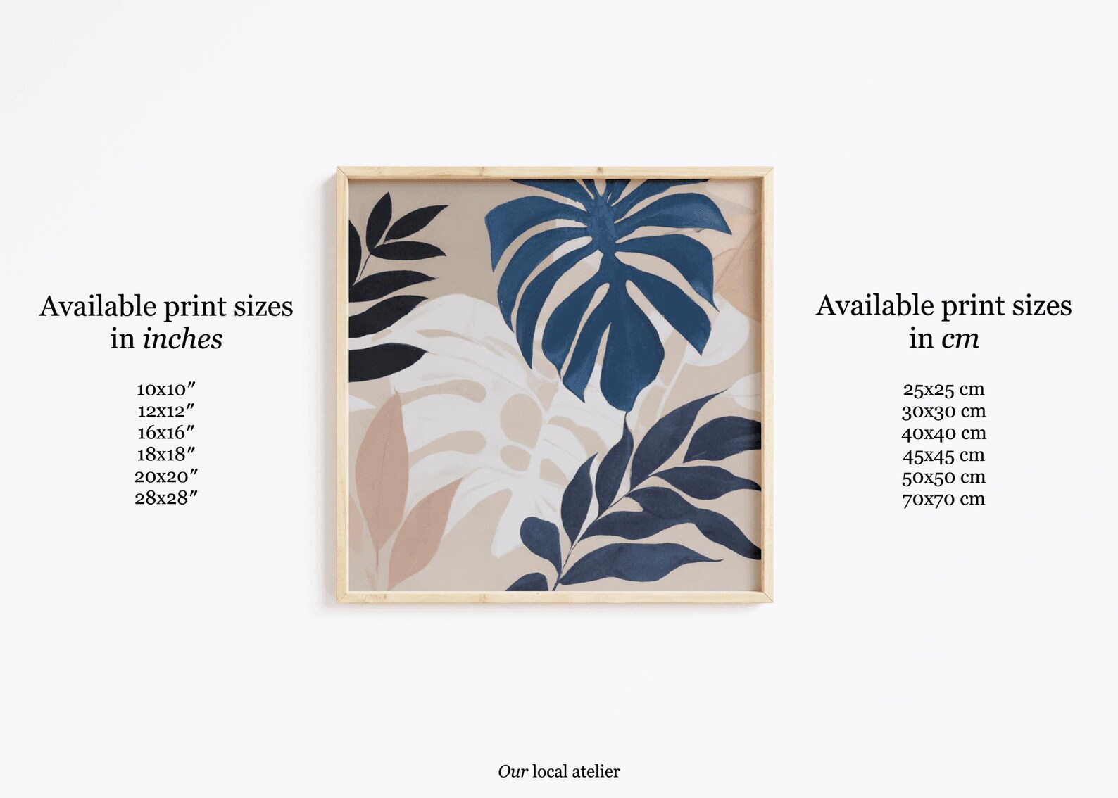 BLUE TROPICAL PRINT Tropical Poster Perfect Home Gift Square Art Print ...