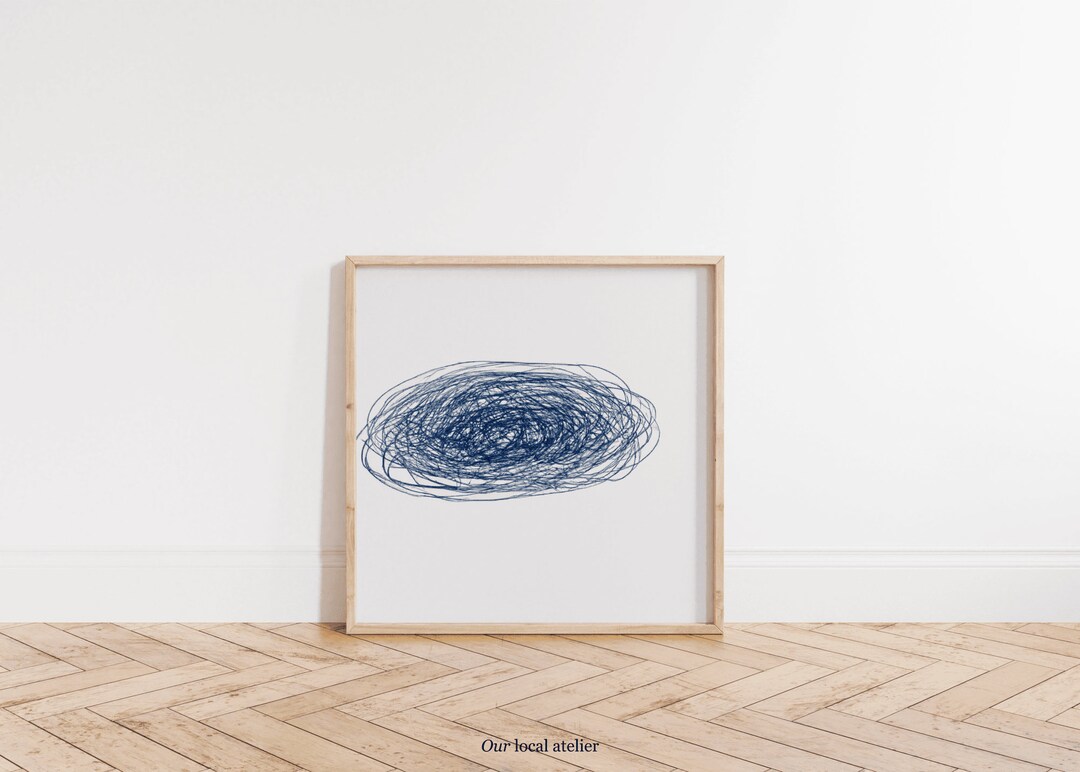 BLUE SCRIBBLE PRINT Kidsroom Poster Unique Artwork Gift Square Art ...