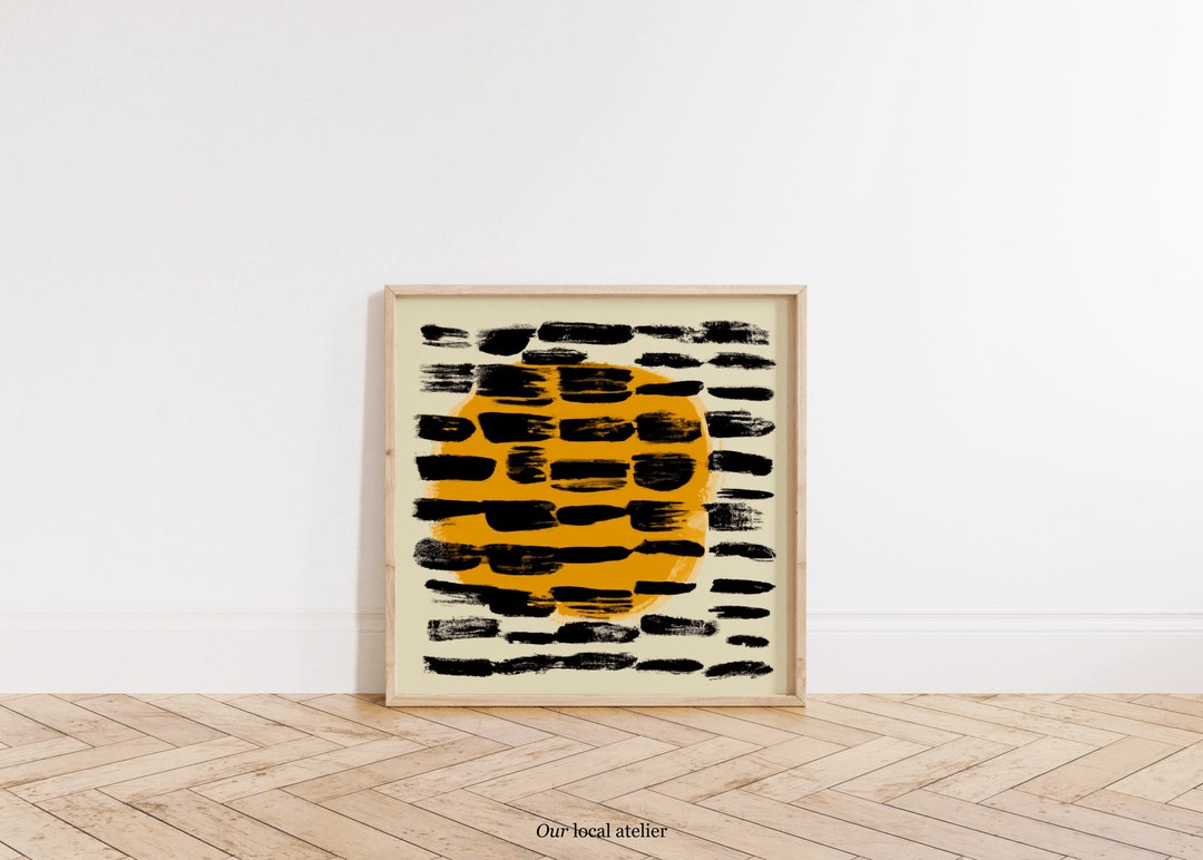YELLOW ABSTRACT PRINT Abstract Circle Poster Unique Decor Gift Square ...
