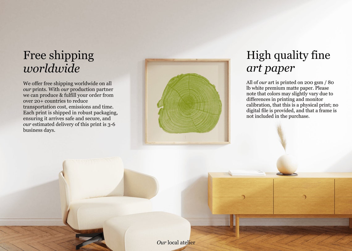 GREEN TREE Print Tree Rings Poster Unique Nature Gift Square Art Print ...