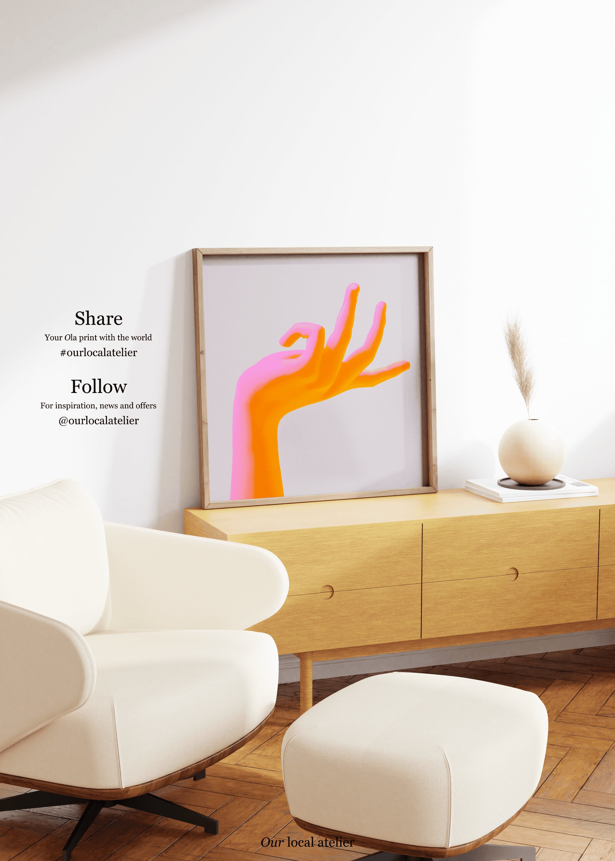 PINK HAND PRINT Hand Gesture Poster Unique Decorative Gift Square Art ...