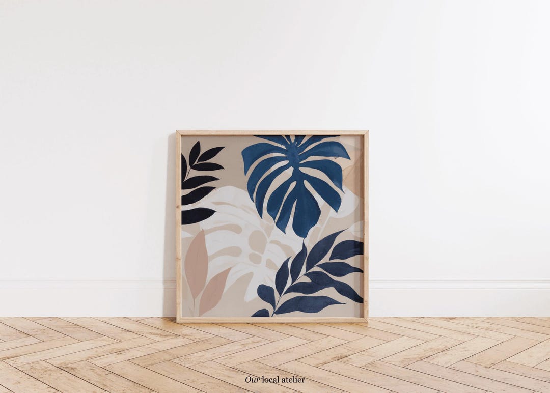 BLUE TROPICAL PRINT Tropical Poster Perfect Home Gift Square Art Print ...